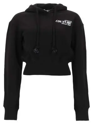 Versace VERSACE Cropped Logo Hoodie Black