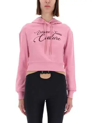 Versace Cropped Logo Hoodie - Pink