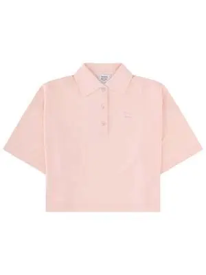 Maison Kitsuné Organic Cotton Cropped Polo Shirt - Pink