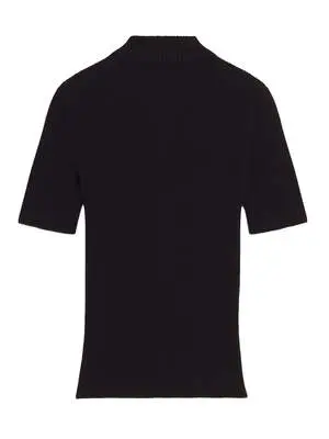 Maison Kitsuné Ribbed Mock Neck Short-sleeve Sweater