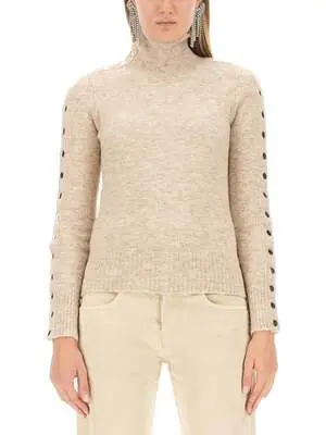 Isabel Marant Étoile Malo Turtleneck Shirt With Button Details - Beige