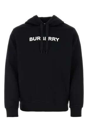 Burberry Cotton Hoodie With Logo Detail - Black