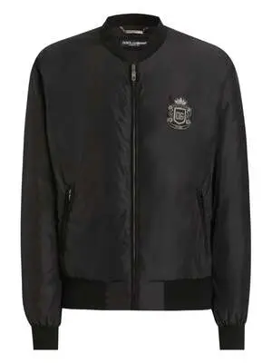 Dolce & Gabbana Zip-up Bomber Jacket With Crest Detail