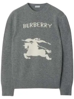Burberry Rib-knit Wool And Cashmere Sweater With Lettering - Grey