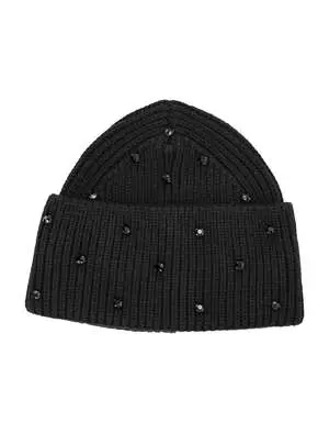 Goldbergh Ribbed Knit Beanie With Crystal Embellishments - Black