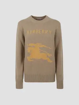 Burberry Wool And Silk Blend Equestrian Print Crewneck Sweater