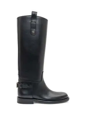 Burberry Alti Knee High Boots With Buckle Detail Fw25 - Black