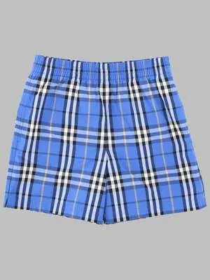Burberry Checked Pull-on Shorts - Blue