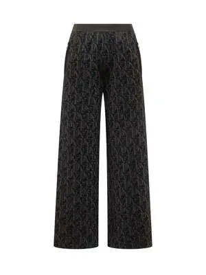 Palm Angels Jacquard Trousers With Paint Detailing - Black