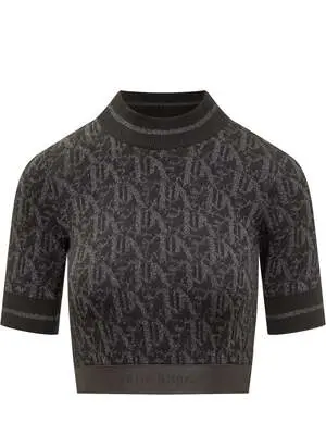 Palm Angels Monogram Knit Top - Black