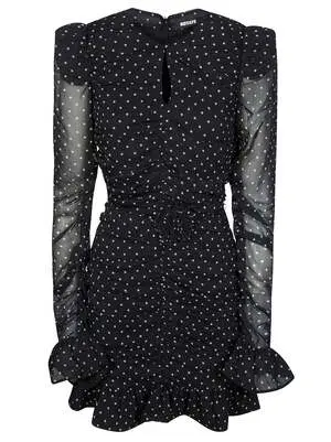 ROTATE BY BIRGER CHRISTENSEN ROTATE Polka Dot Mini Dress With Ruched Detailing