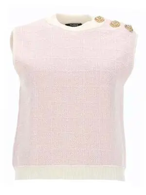 Balmain Sleeveless Knit Vest With Button Shoulder Details