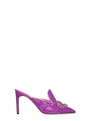 GIANNICO Daphne Glitter Pump Mules - Fuchsia
