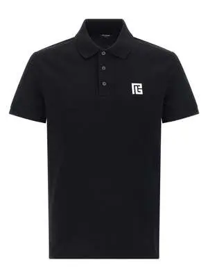 Balmain Embroidered Cotton Polo - Black