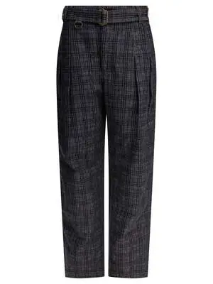 Burberry Checked Cotton-blend Wide-leg Pants - Blue