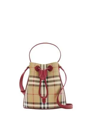 Burberry Printed Canvas Mini Check Bucket Bag - Beige