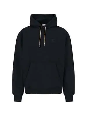 Burberry Embroidered Equestrian Knight Hooded Cotton Hoodie - Black