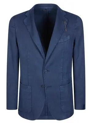 SANTANIELLO Linen Blend Jacket - Blu