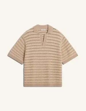 Maison Kitsuné Knit Polo Shirt Basket Weave Design