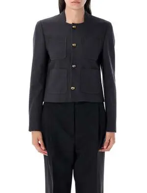 Bottega Veneta Cotton And Viscose Blazer With Knots Detail - Grey