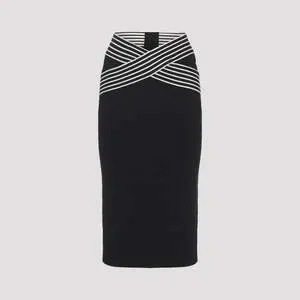 Elisabetta Franchi Striped-detail Midi Skirt - Black