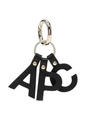 A.p.c. Mini Smooth Vegetable-tanned Leather Keychain With Goldtone Metal Hook - Nero