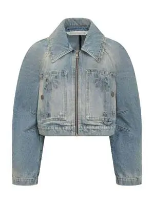Palm Angels Embroidered Denim Jacket - Light Blue