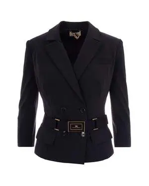 Elisabetta Franchi Belted Double Breasted Jacket - Nero