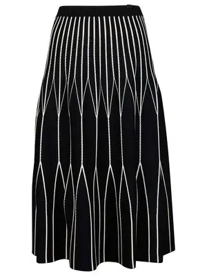 Elisabetta Franchi Black Stretch Mini Skirt With White Geometric Print