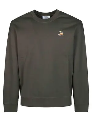 Maison Kitsuné Classic Crewneck Sweatshirt With Fox Design - Marrone