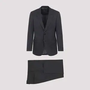 Giorgio Armani Single-breasted Soft Line Suit In Virgin Wool - Grey