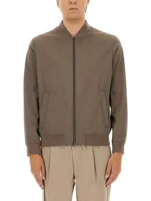 Herno Bomber Jacket In Alternative Suede - Brown