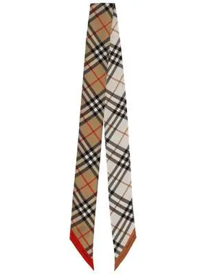 Burberry Elegant Mini Check Scarf 180 Cm X 8 Cm - Beige