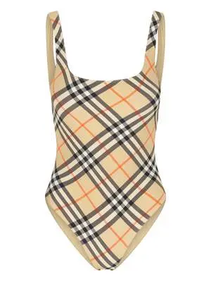 Burberry Chic One-piece Swimsuit With Open Back - Beige