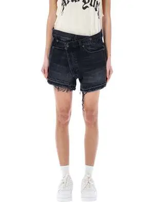 R13 Rebellious Distressed Denim Mini Shorts - Jake Black