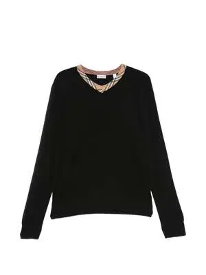 Burberry Merino Wool V-neck Trim Sweater