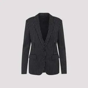 TOM FORD Striped Wool Cotton Barathea Single Breasted Jacket - Black