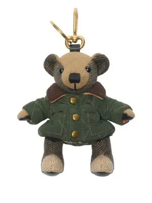 Burberry Quilted Teddy Bear Charm With Corduroy Collar - Green