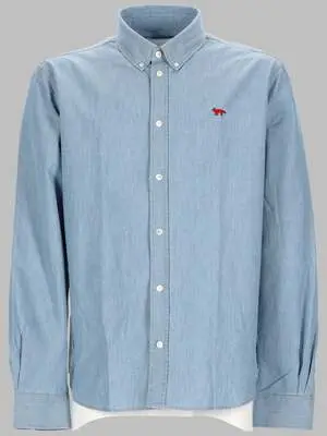 Maison Kitsuné Cotton Button-up Shirt With Embroidered Fox