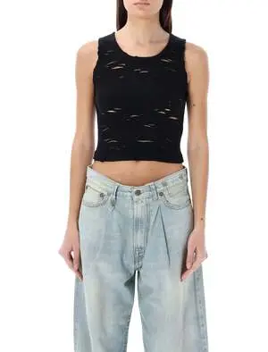 R13 Distressed Rib Tank - Black