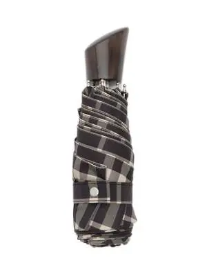 Burberry Folding Umbrella With Check Design - Black