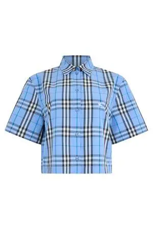 Burberry Short Sleeve Cotton Shirt - Light Blue