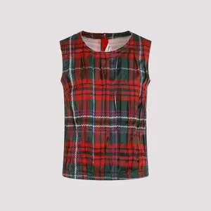 Comme Des Garçons Tartan Pleated Top - Multicolour