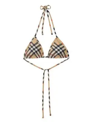 Burberry Checked Triangle Bikini Top - Brown
