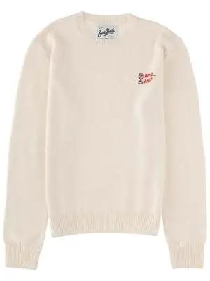MC2 SAINT BARTH Embroidered Wool Blend Sweater - Ivory