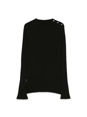 Versace Ribbed Virgin Wool Knit Sweater With Button Detail