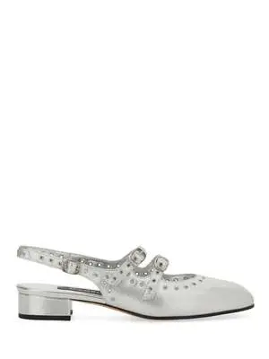 CAREL Mary Jane Slingback "queen" In Metallic Leather - Silver