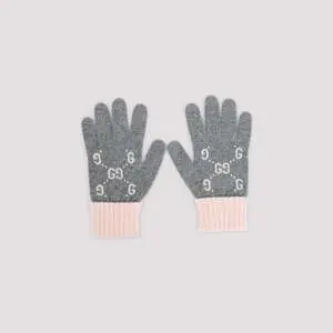 Gucci Cashmere Gg Knit Gloves - Grey