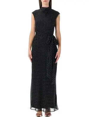 ROTATE BY BIRGER CHRISTENSEN Floral Embroidered Mesh Maxi Dress - Black