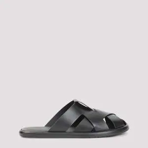 Giorgio Armani Cross-over Napped Calfskin Sandals - Black